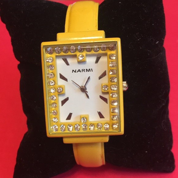 Narmi | Accessories | Vintage Narmi Yellow Cuff Watch With Rectangular ...